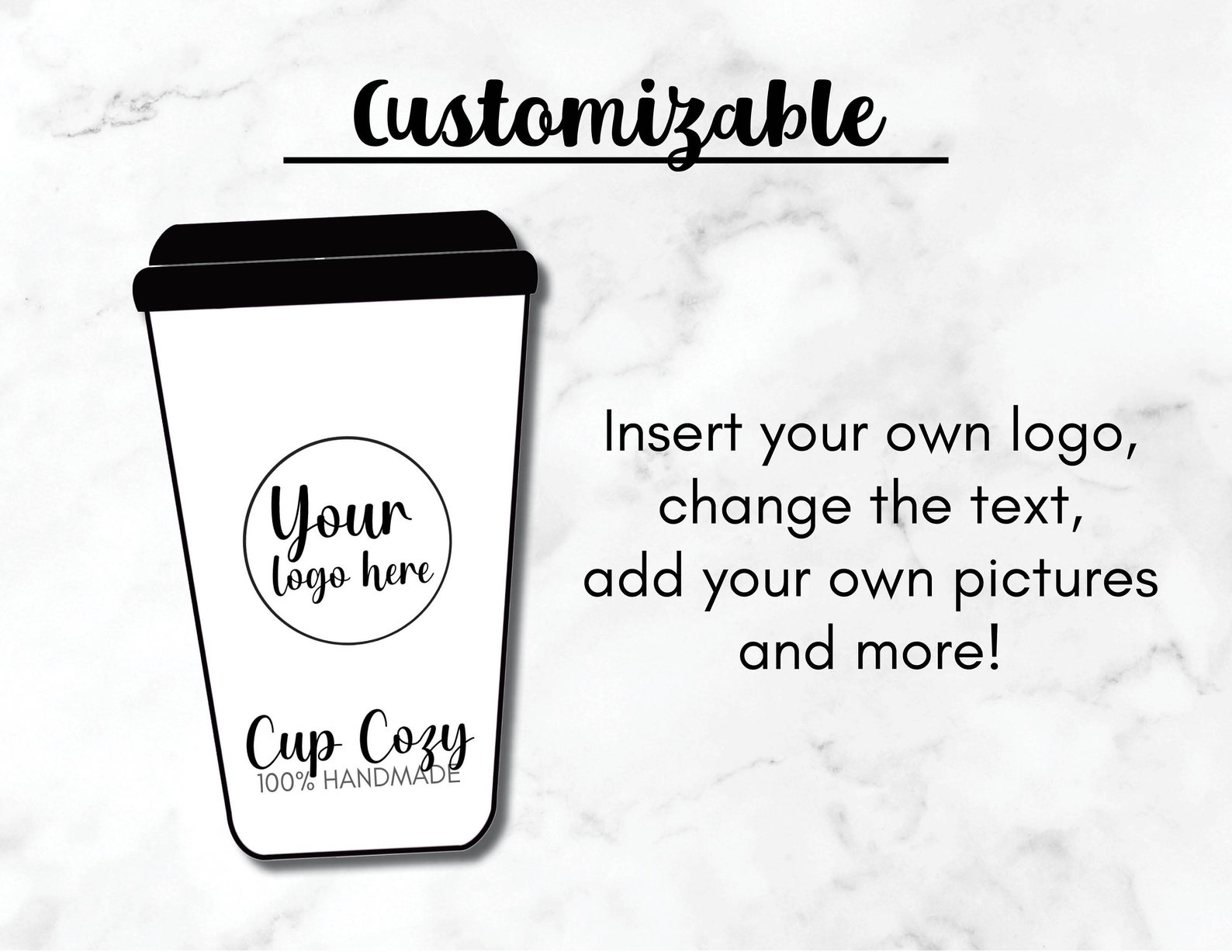 Editable Coffee Cup Cozy Card Personalized Printable Display - Etsy