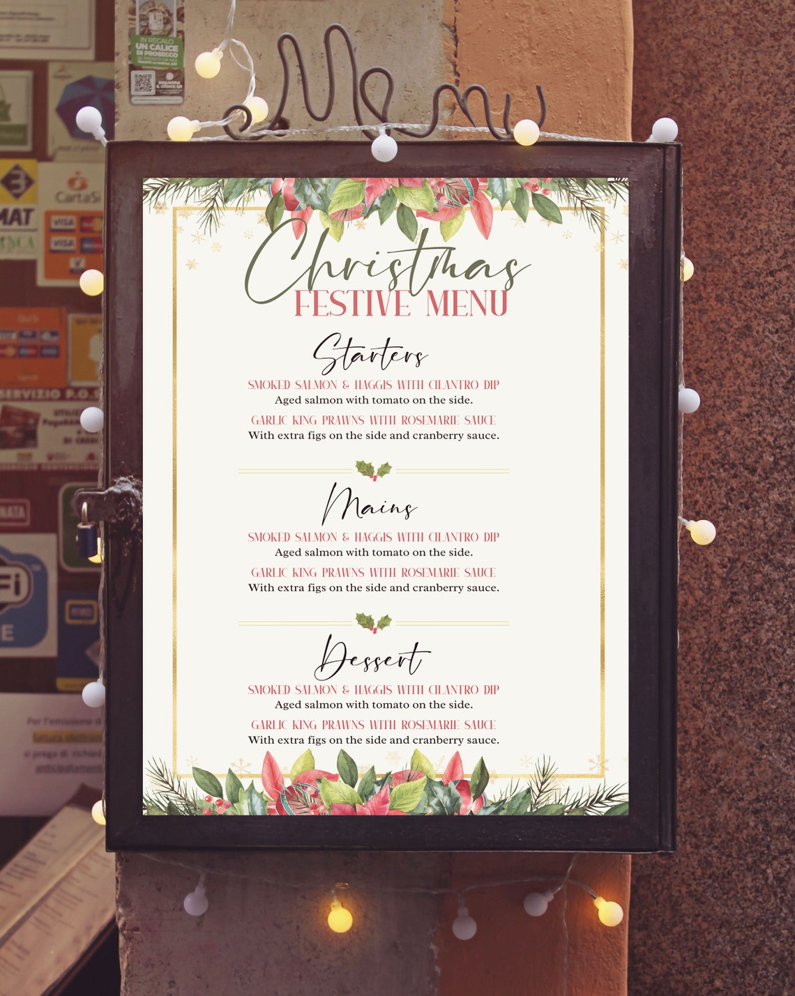 Editable Christmas Day Restaurant Cafe Food Menu Template - Etsy
