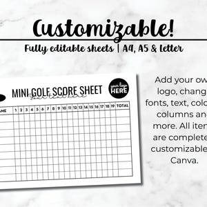 Mini Golf Score Card Sheet Template, Putt Putt Editable Scoresheet ...