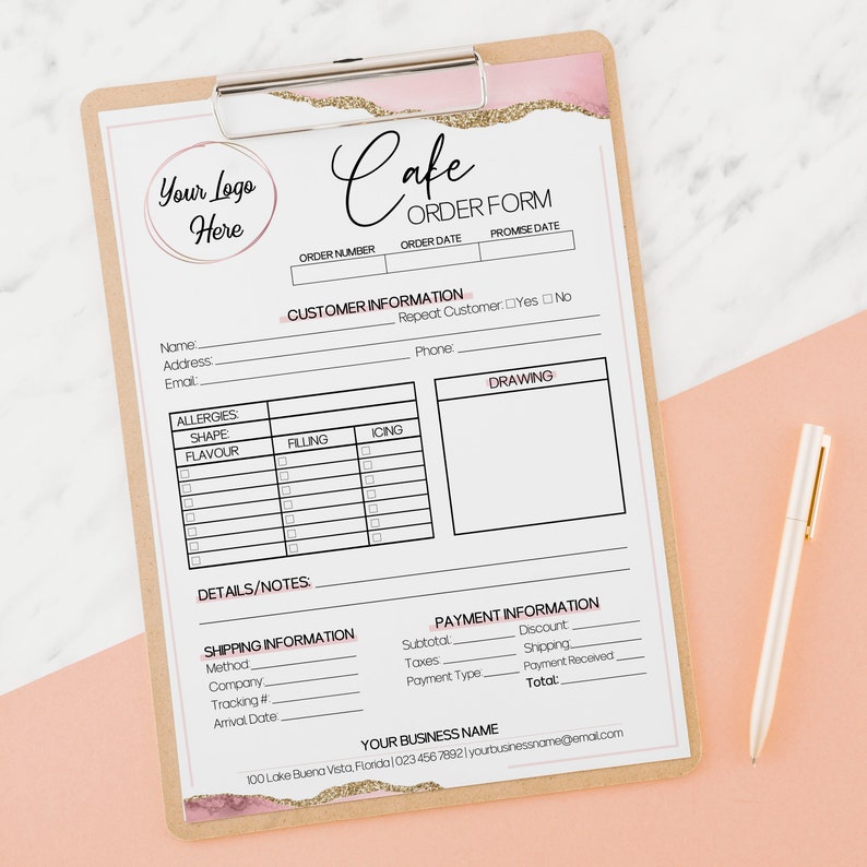 Custom Cake Order Form Editable Custom Bakery Order Form | Etsy