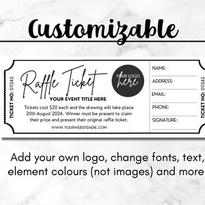 Editable Raffle Event Ticket Template, Custom DIY Surprise Raffle Event ...