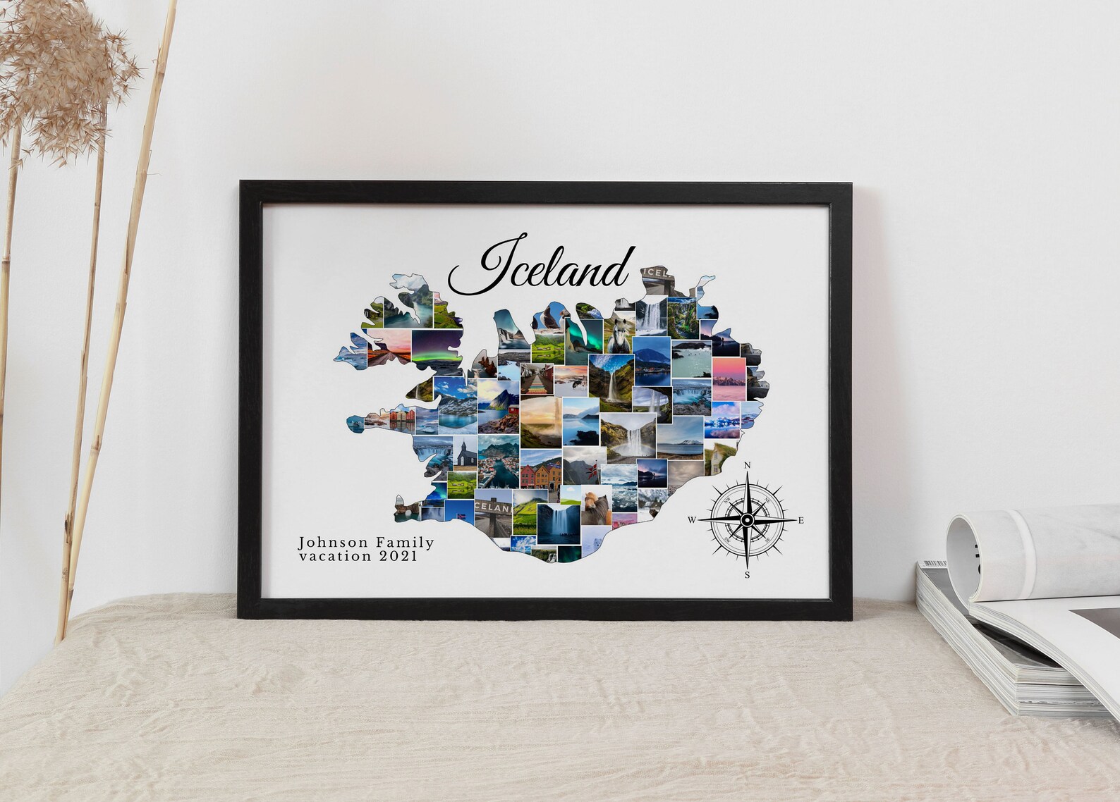 Iceland Map Personalized Custom Photo Collage Wedding Anniversary Gift ...