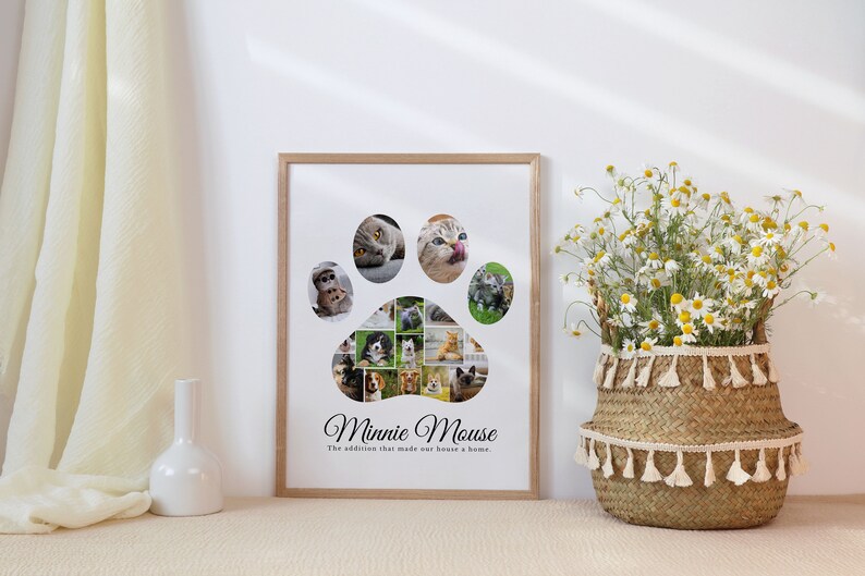 Custom Paw Print Cat Dog Pet Photo Collage Gift, Animal Lover Custom ...