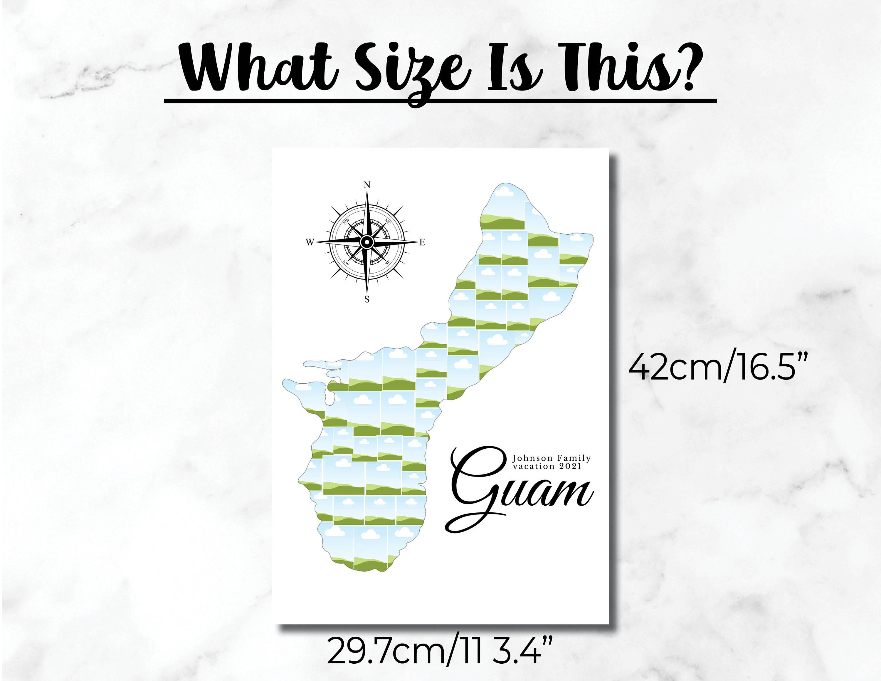 Guam Map Travel Photo Collage Poster Wedding Anniversary Gift, Guam ...