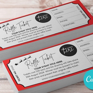 Editable Raffle Event Ticket Template, Christmas Custom DIY Surprise ...