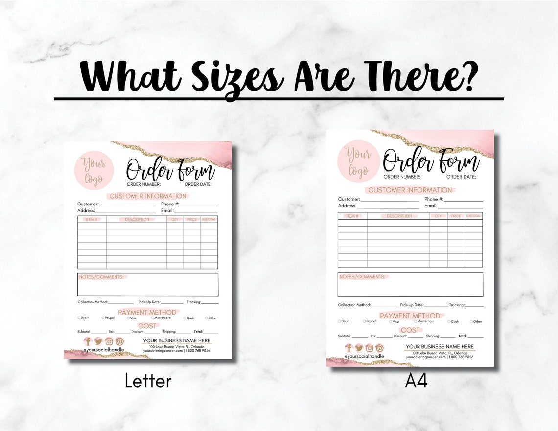 Pink Editable Order Form Custom Template Printable Purchase - Etsy UK