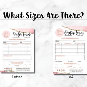 Pink Editable Order Form Custom Template, Printable Purchase Order Form ...