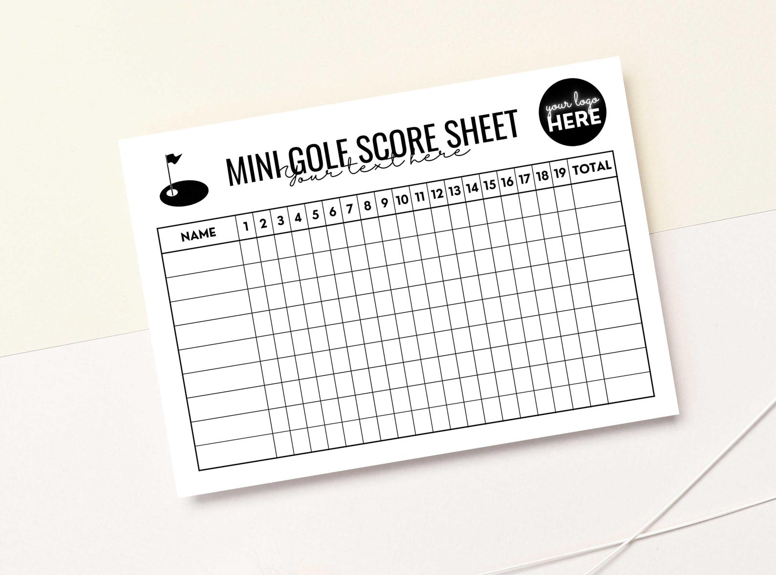 Mini Golf Score Card Sheet Template, Putt Putt Editable Scoresheet ...