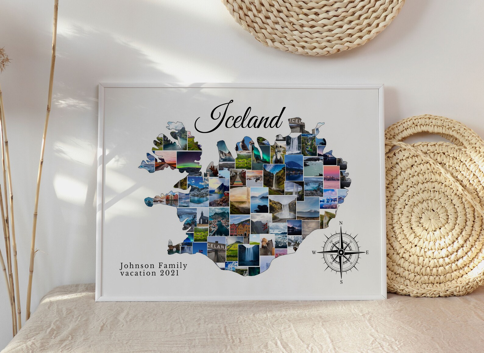 Iceland Map Personalized Custom Photo Collage Wedding Anniversary Gift ...