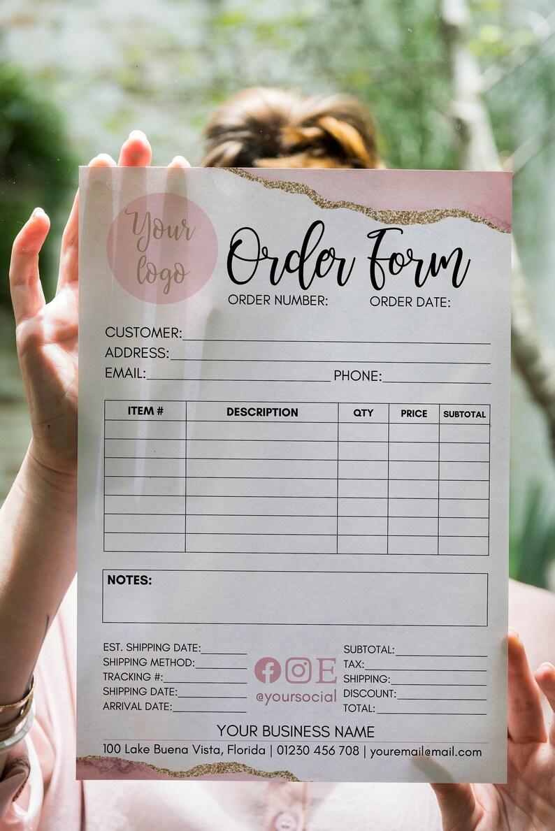 Pink Editable Order Form Custom Template Printable Purchase - Etsy UK