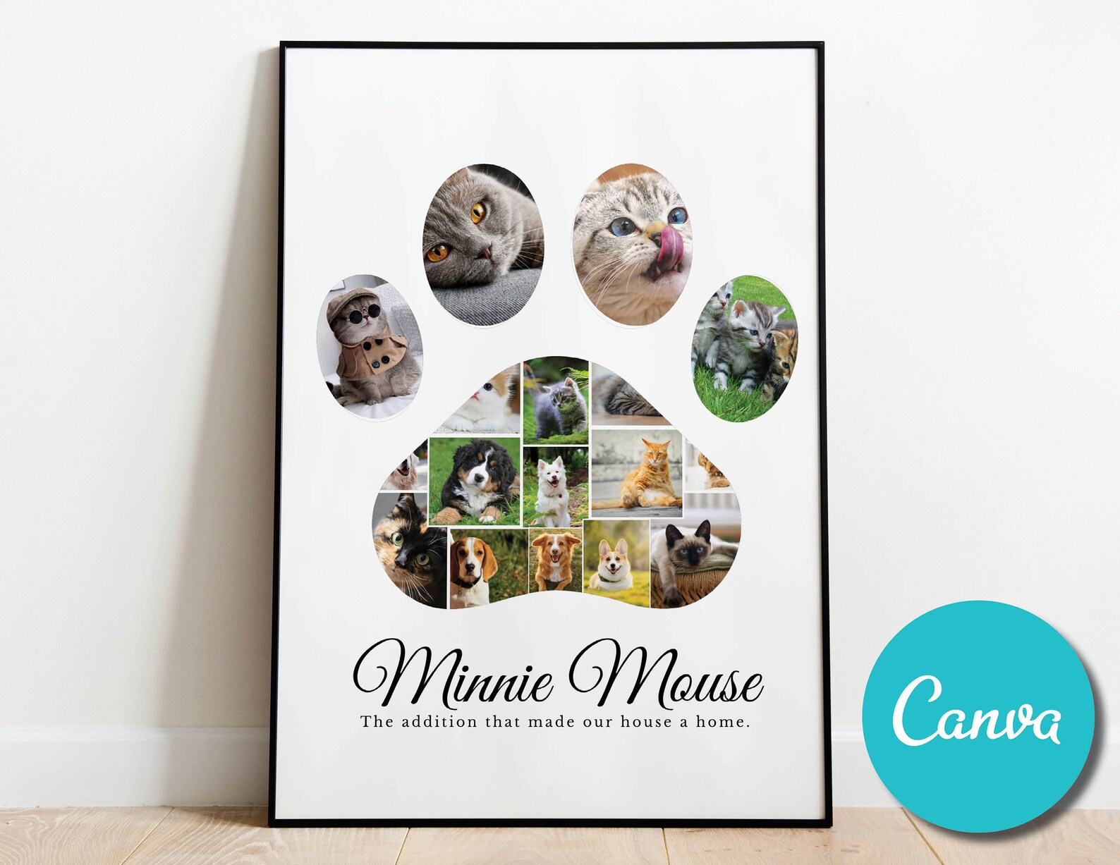Custom Paw Print Cat Dog Pet Photo Collage Gift, Animal Lover Custom ...