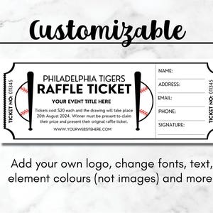 Editable Raffle Event Ticket Template, Sports Custom DIY Surprise ...