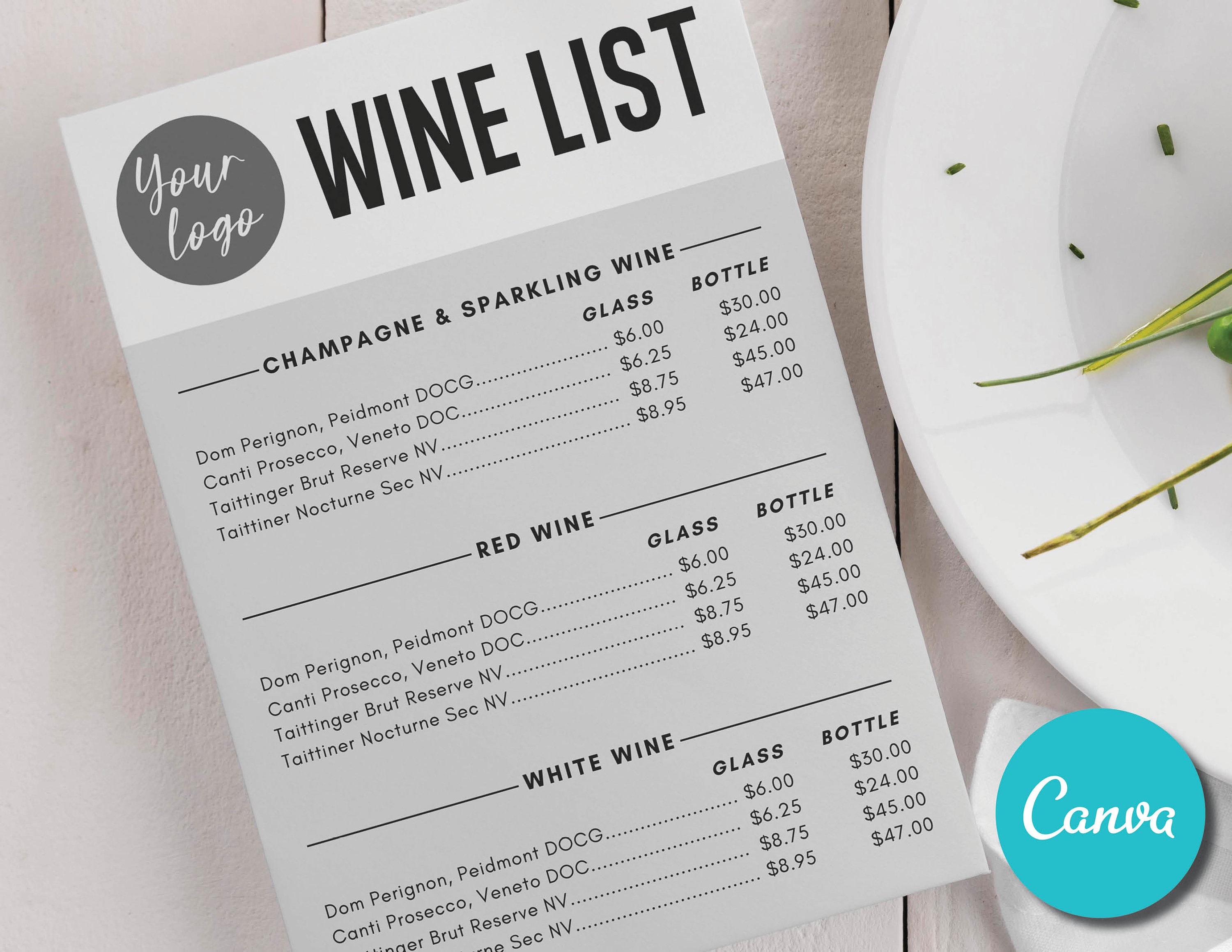 Editable Drinks Wine Bar Menu Sign Template List Business - Etsy