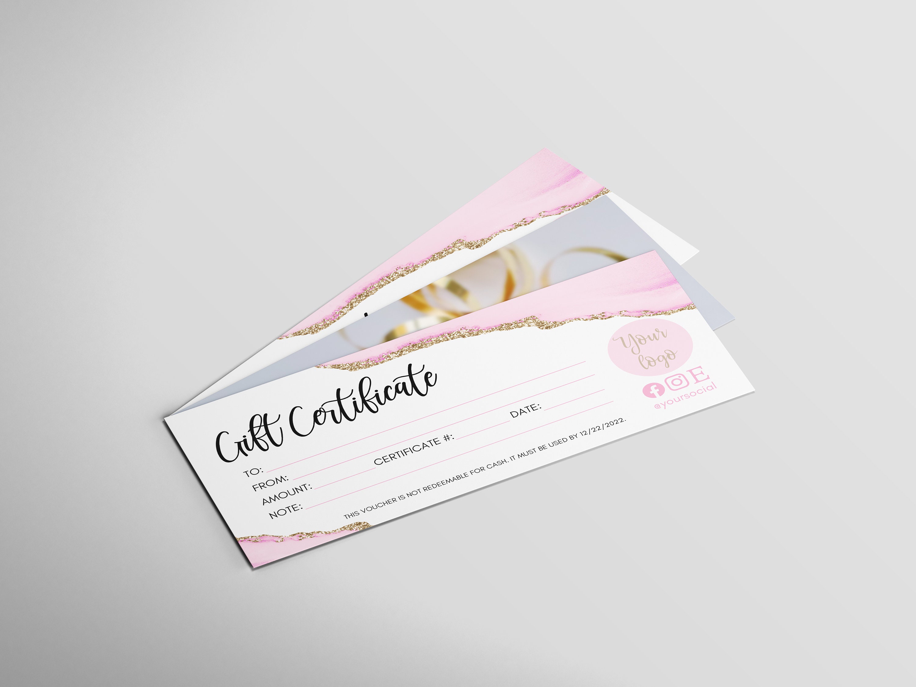 Pink Editable DIY Gift Card Certificate Template Gift Voucher - Etsy UK