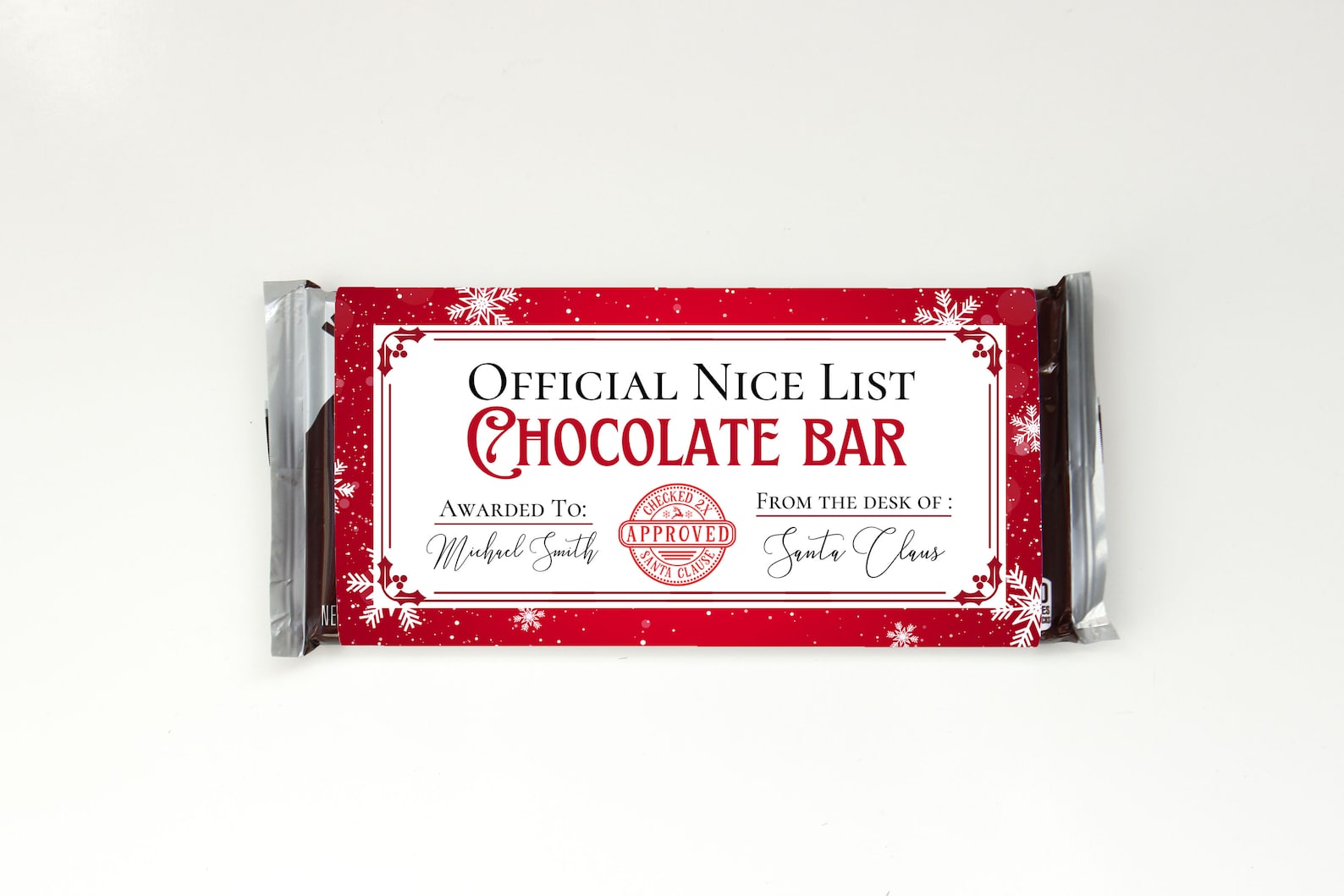 Santa Nice List Chocolate Bar Wrapper Editable Certificate - Etsy