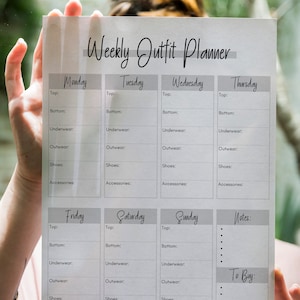 Daily Weekly Outfit Fashion Planner Printable Template | Etsy