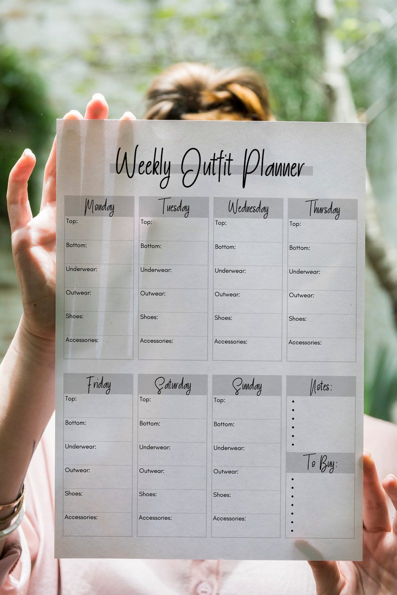 Daily Weekly Outfit Fashion Planner Printable Template | Etsy