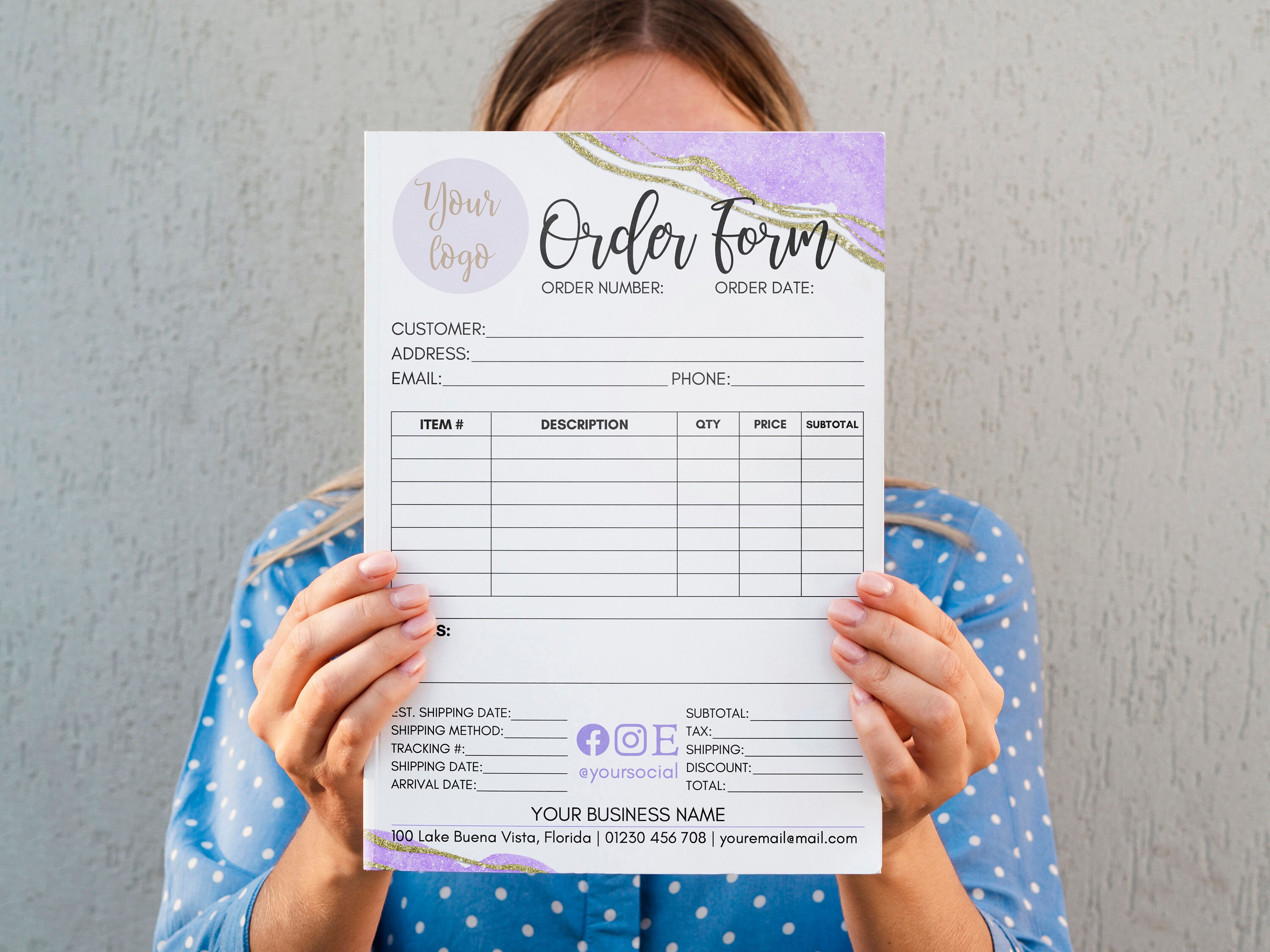 Editable Order Form Custom Template Printable Purchase Order - Etsy
