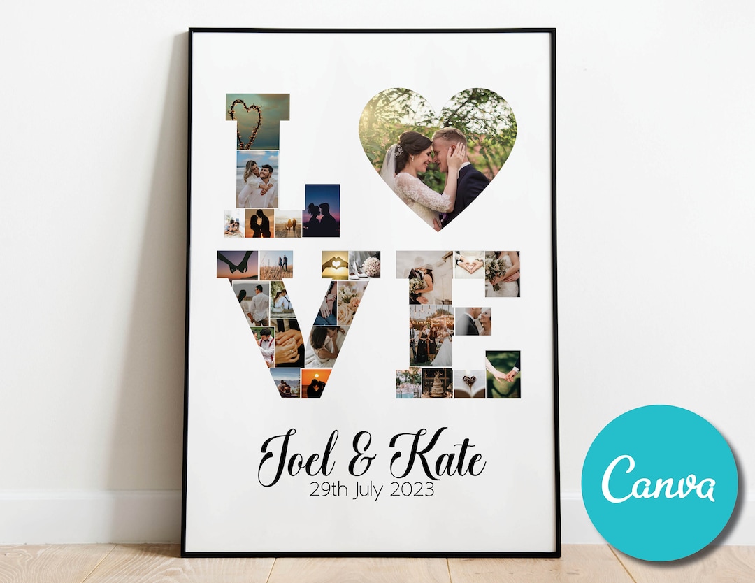 Custom Editable Love Heart Shape Photo Collage Gift, Housewarming ...