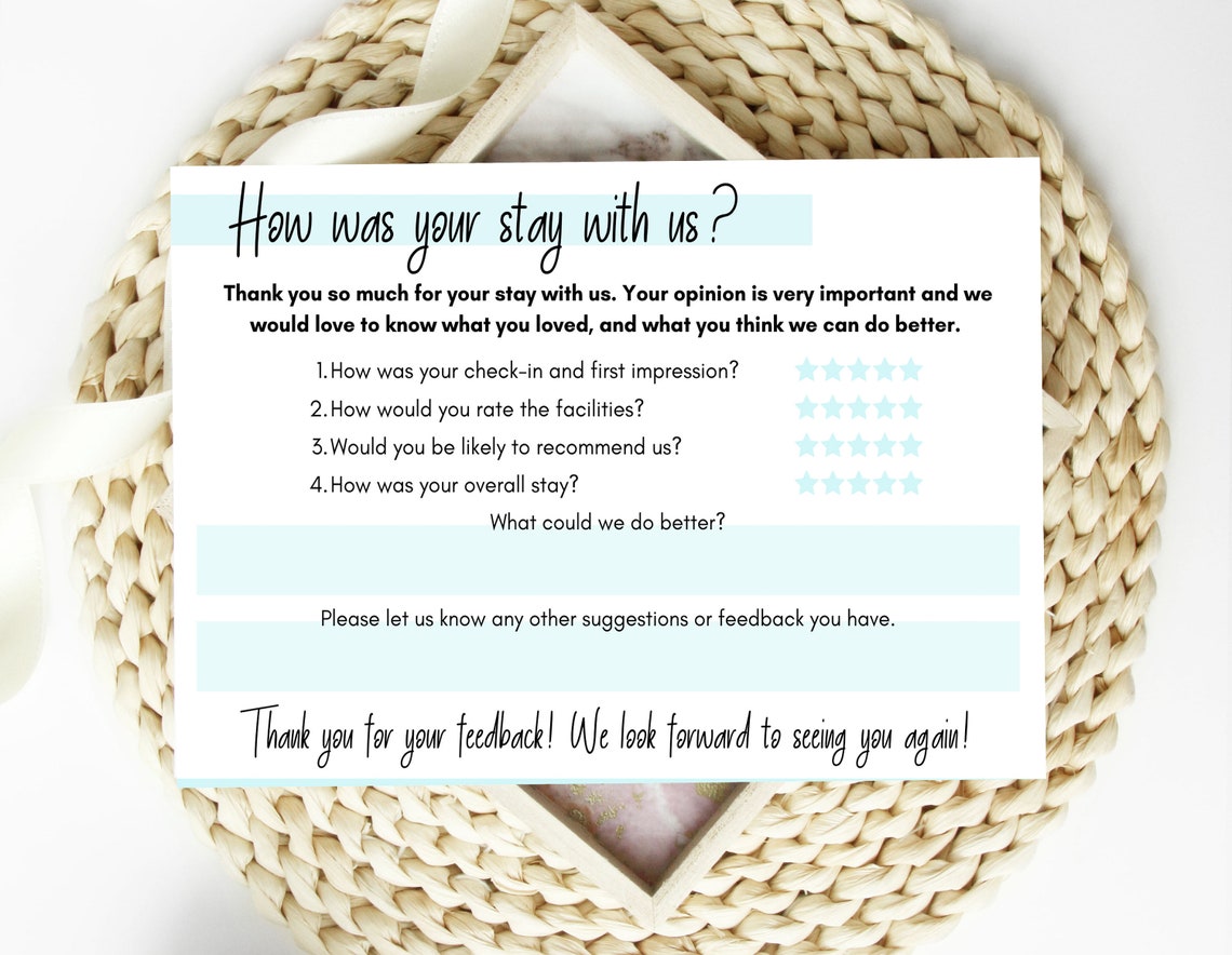 Guest Feedback Request Form Comment Card Template Airbnb - Etsy