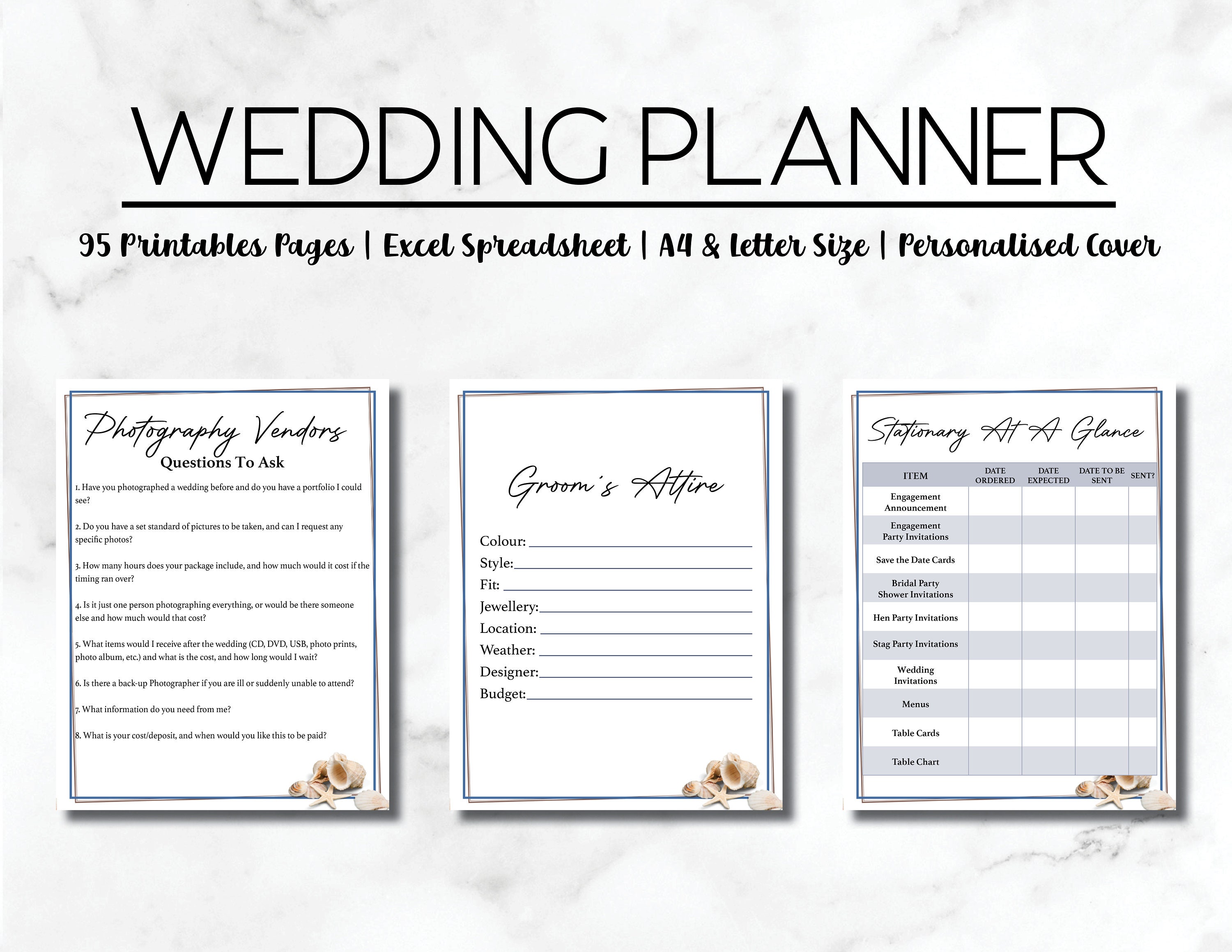 Beach Wedding Planner Checklist Binder & Organizer, Printable Beach ...