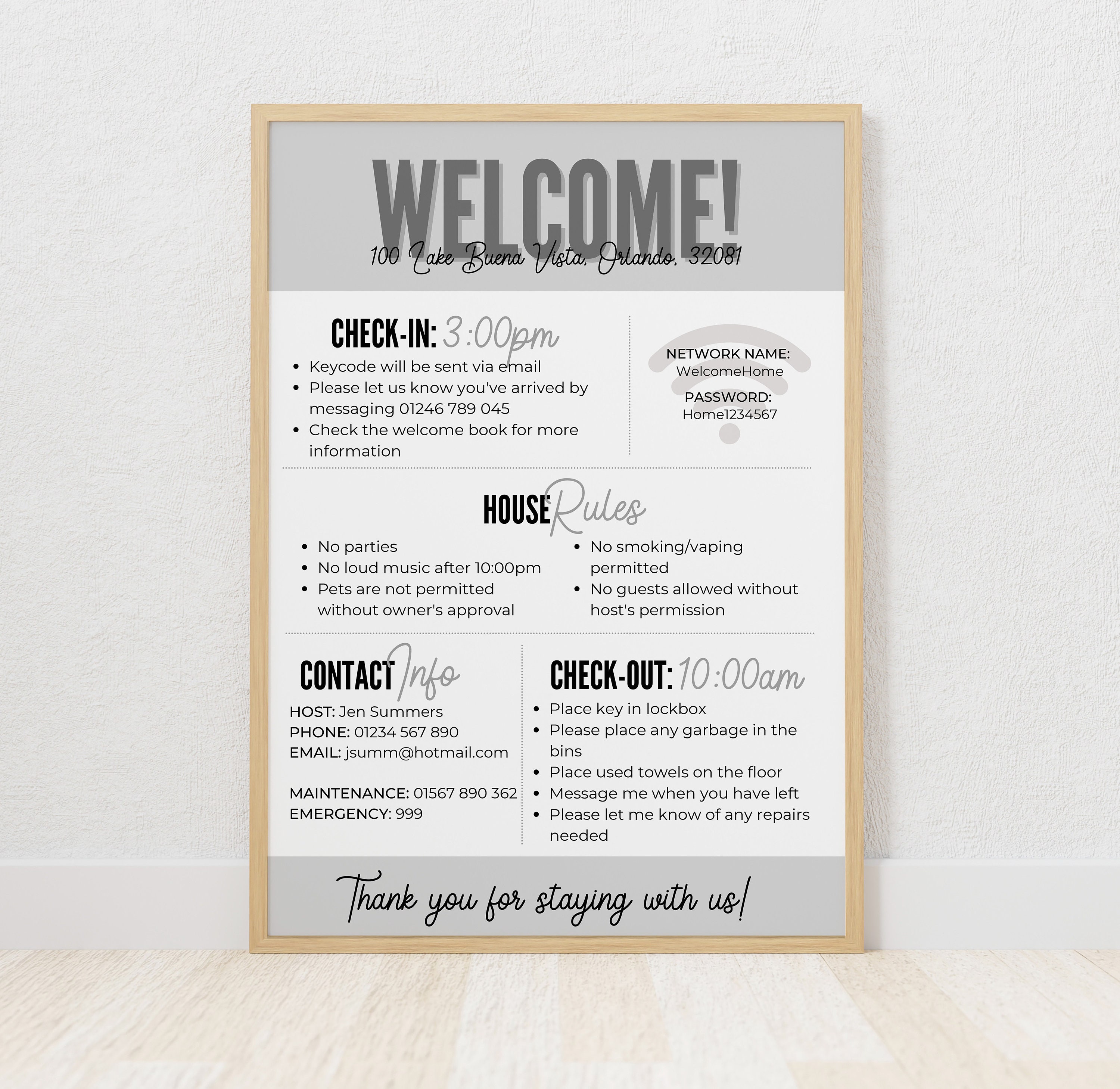 Airbnb Welcome Poster Template Sign Airbnb Poster Editable - Etsy