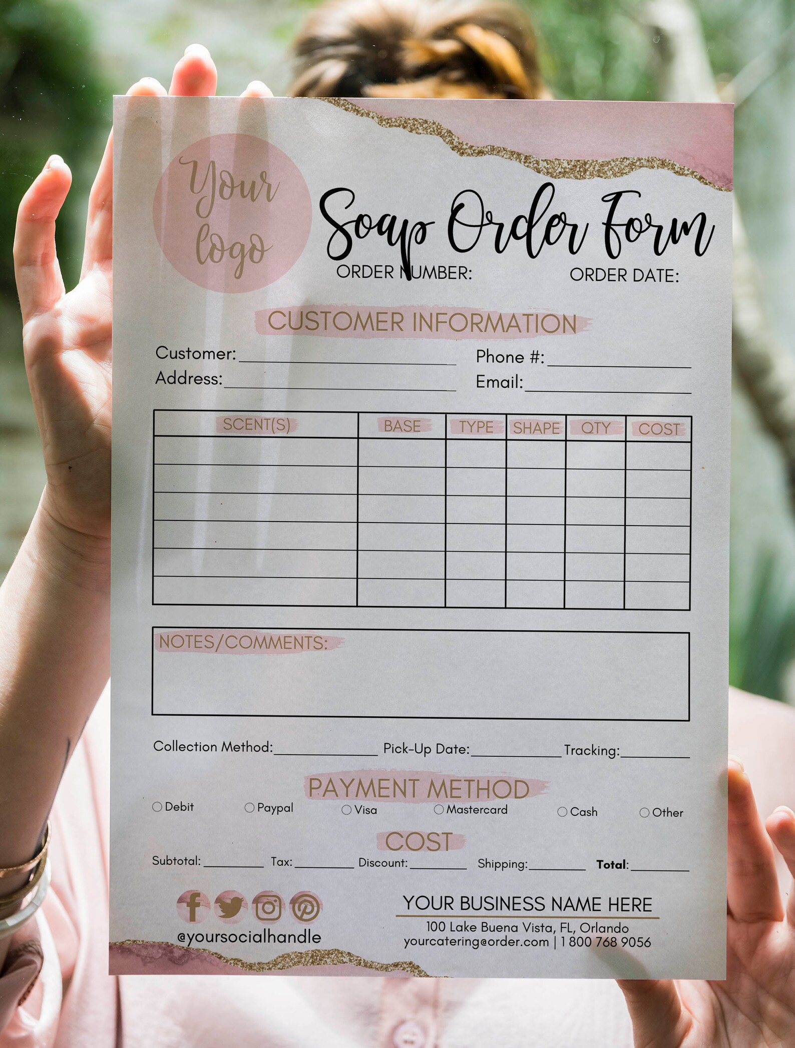 Pink Editable Soap Sales Craft Order Form Custom Template, Printable ...