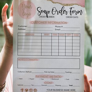 Pink Editable Soap Sales Craft Order Form Custom Template, Printable ...