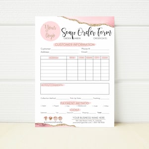 Pink Editable Soap Sales Craft Order Form Custom Template, Printable ...
