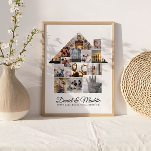 Custom House Home Photo Collage Gift, Housewarming Family Wedding Photo ...