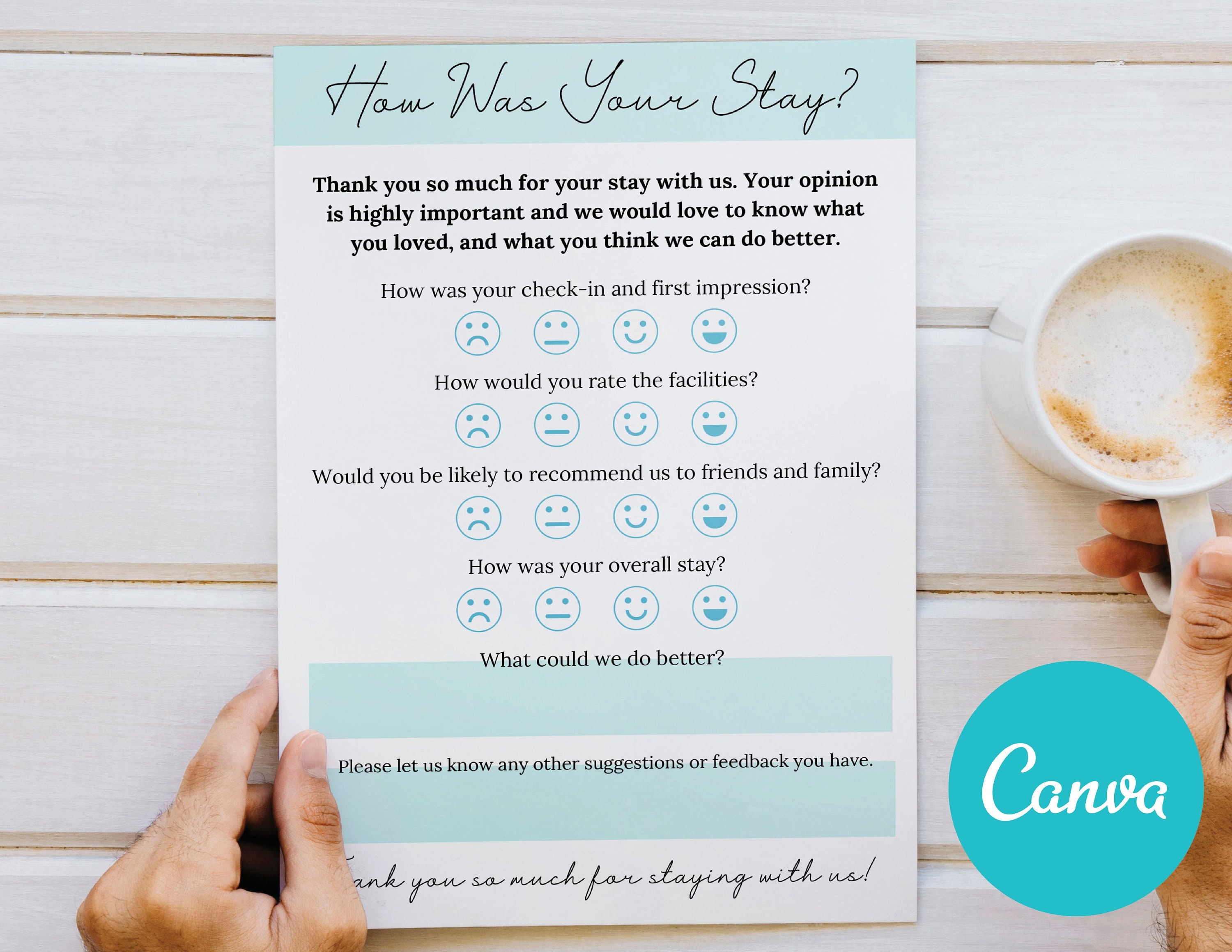 Guest Feedback Form Template Airbnb Editable Feedback Form | Etsy