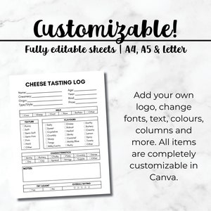Cheese Tasting Journal Log Notebook, Cheese Tasting Details Log ...