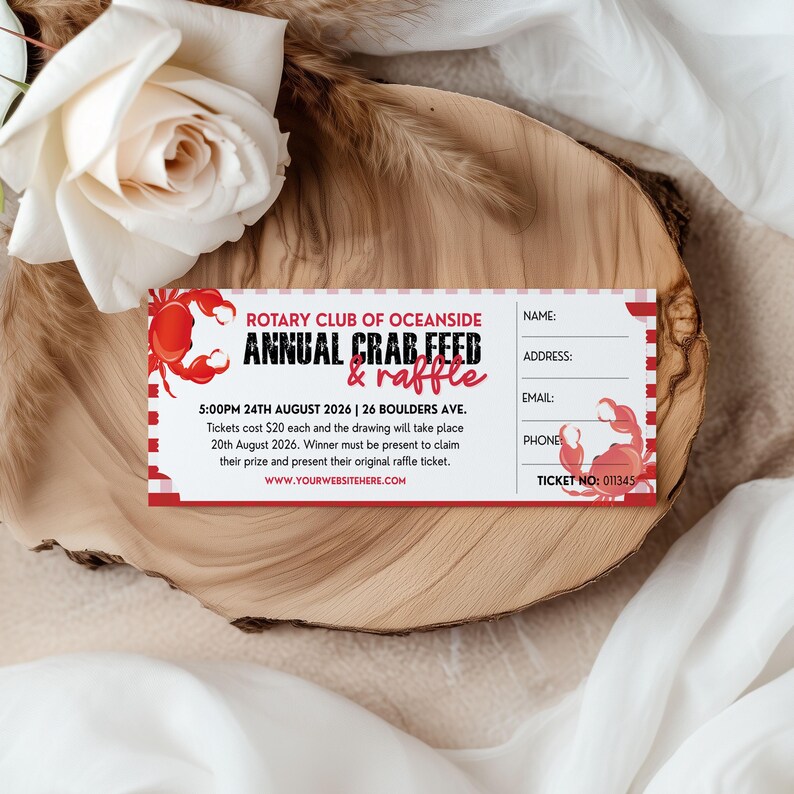 Editable Crab Feed Raffle Event Ticket Template, Canva Crab Roast ...
