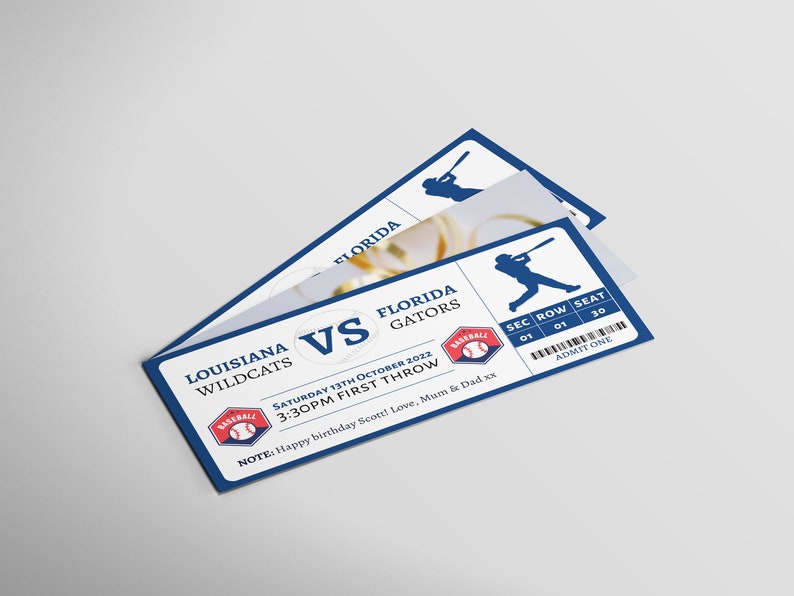 Editable Baseball Surprise Invitation Custom Ticket Voucher - Etsy