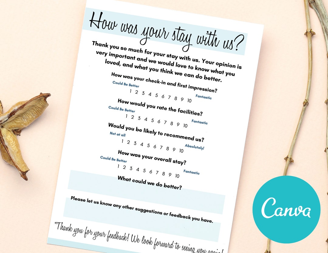 Guest Feedback Form Template, Airbnb Editable Feedback Form, Feedback ...