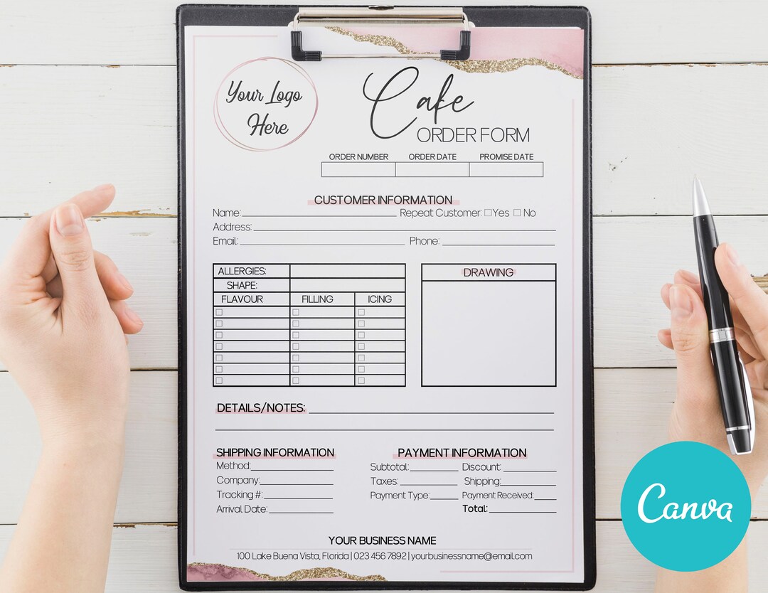 Custom Cake Order Form Editable, Custom Bakery Order Form, Craft Order ...