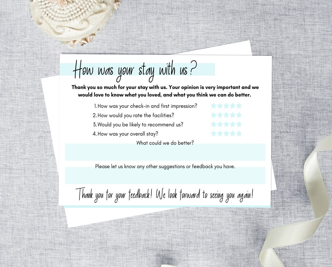 Guest Feedback Request Form Comment Card Template Airbnb - Etsy