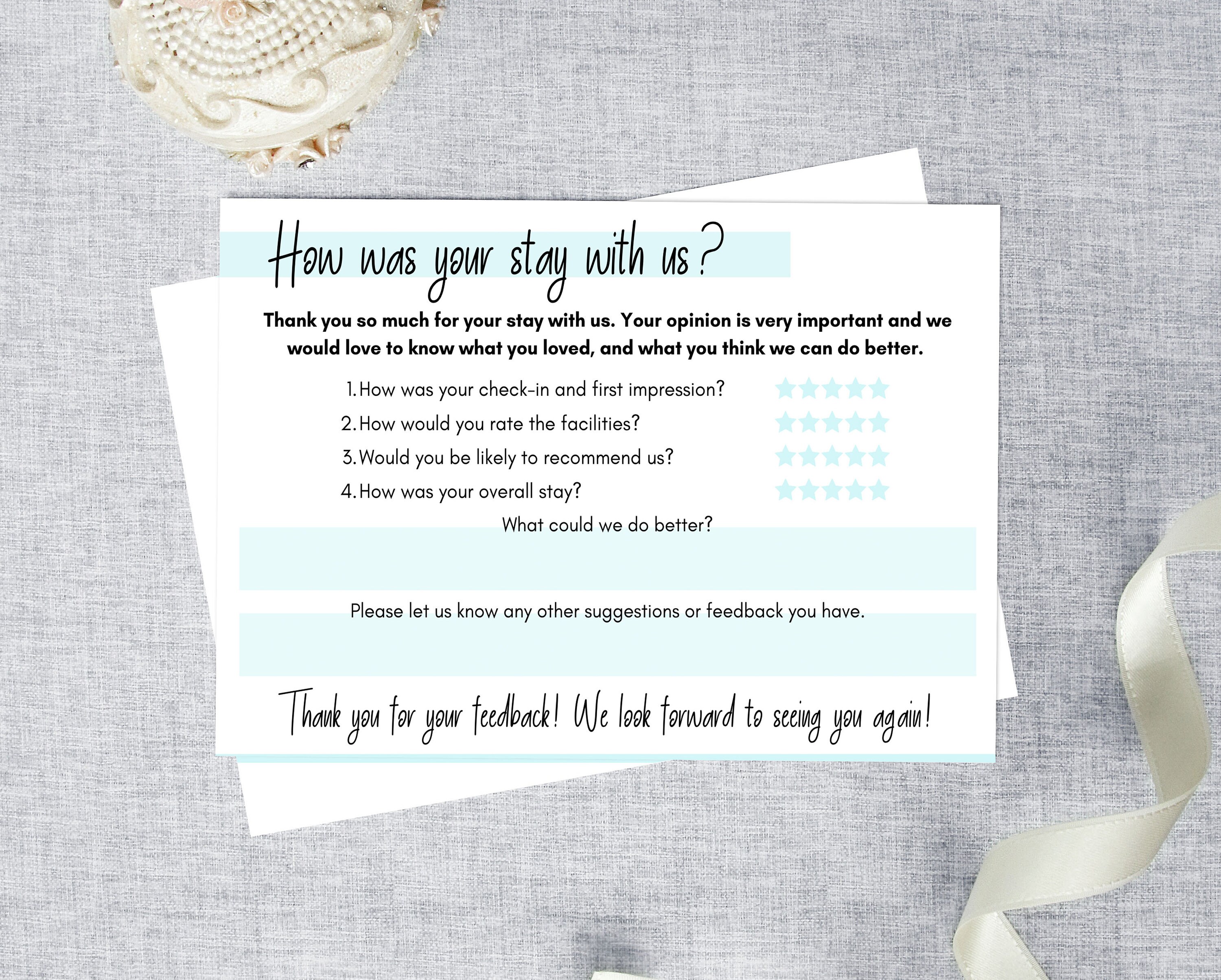 Guest Feedback Request Form Comment Card Template Airbnb | Etsy