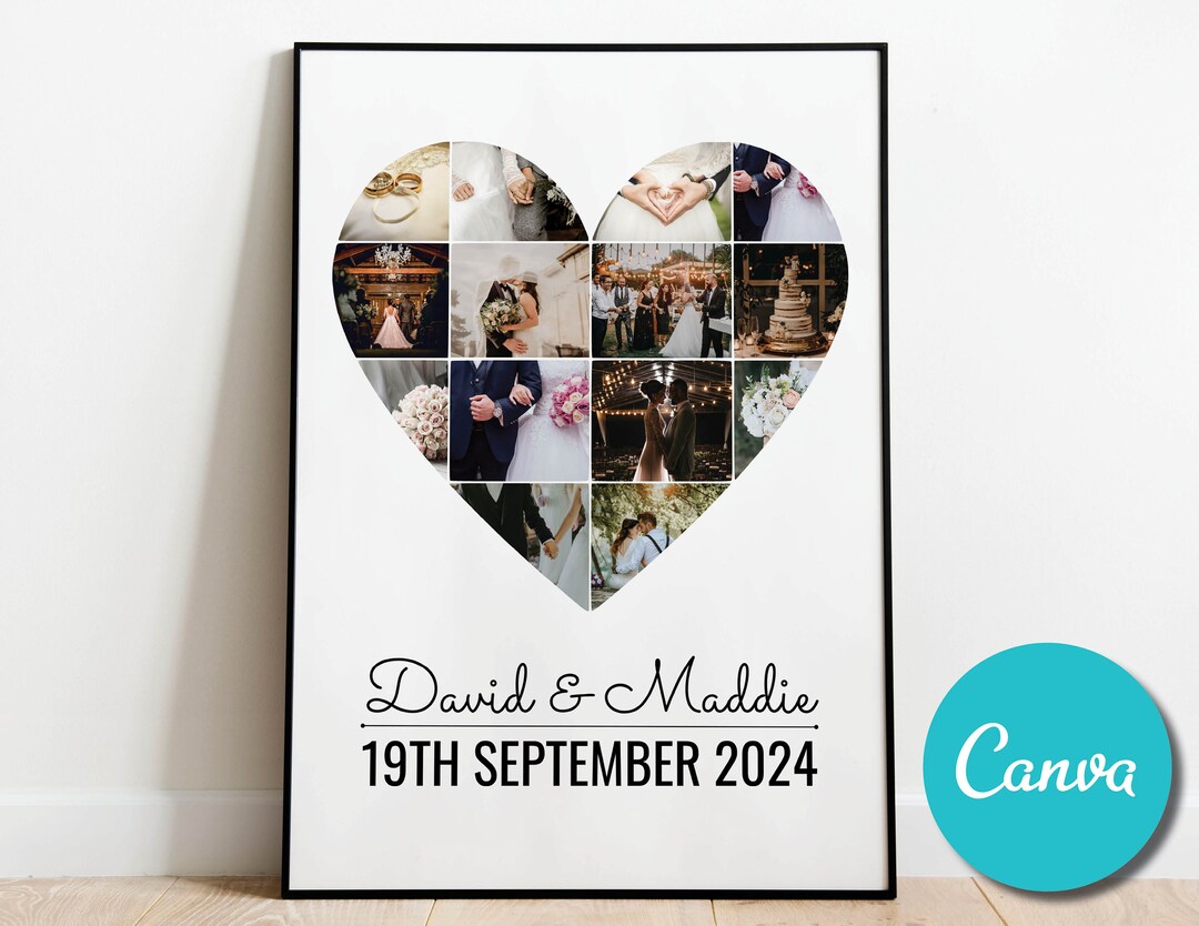Custom Editable Heart Love Shape Photo Collage Gift, Housewarming ...