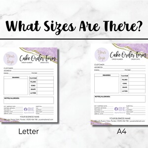 Custom Cake Order Form Editable Custom Bakery Order Form - Etsy UK
