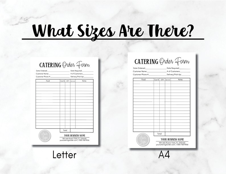 Editable Catering Bakery Food Dessert Order Form Custom Template, Event ...