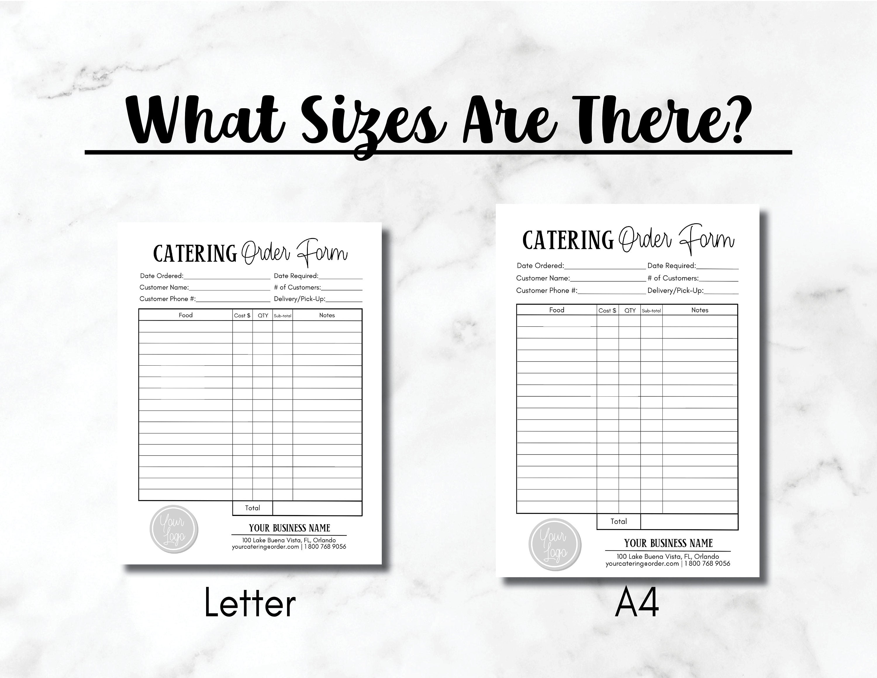 Editable Catering Bakery Food Dessert Order Form Custom Template, Event ...