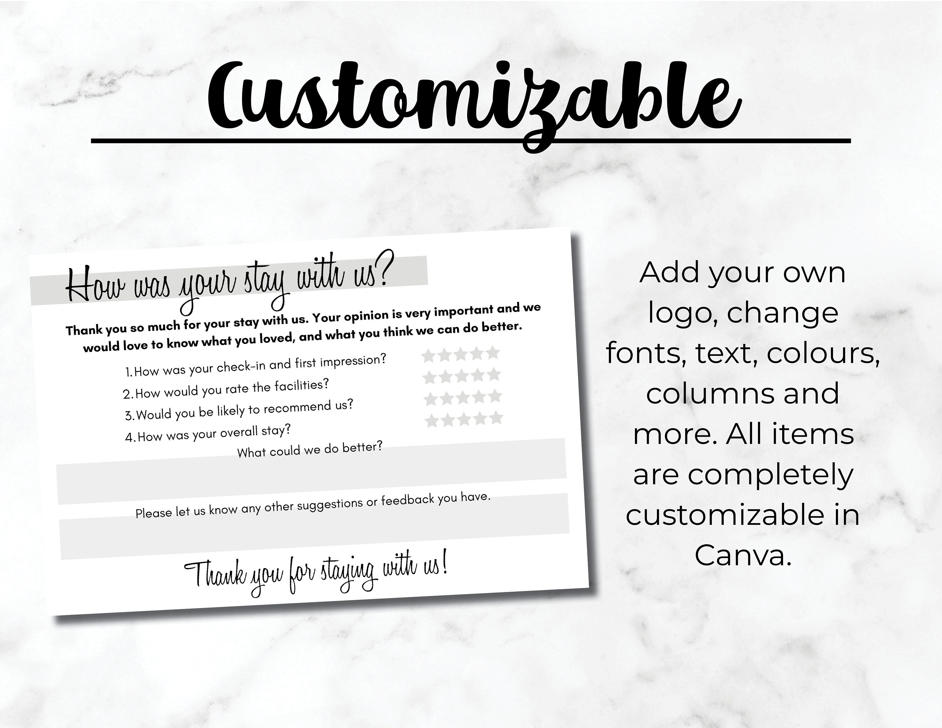 Guest Feedback Request Form Comment Card Template Airbnb - Etsy