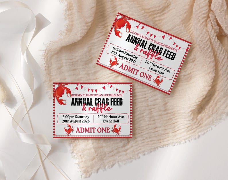 Editable Crab Feed Ticket Template Voucher, Custom Crab Feed Ticket ...