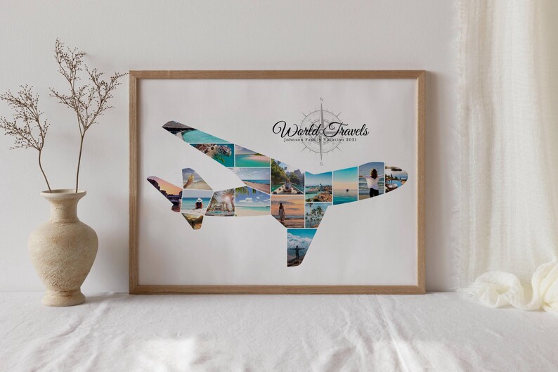 Airplane Custom Trip Photo Collage Plane Gift, Personalized Aircraft ...