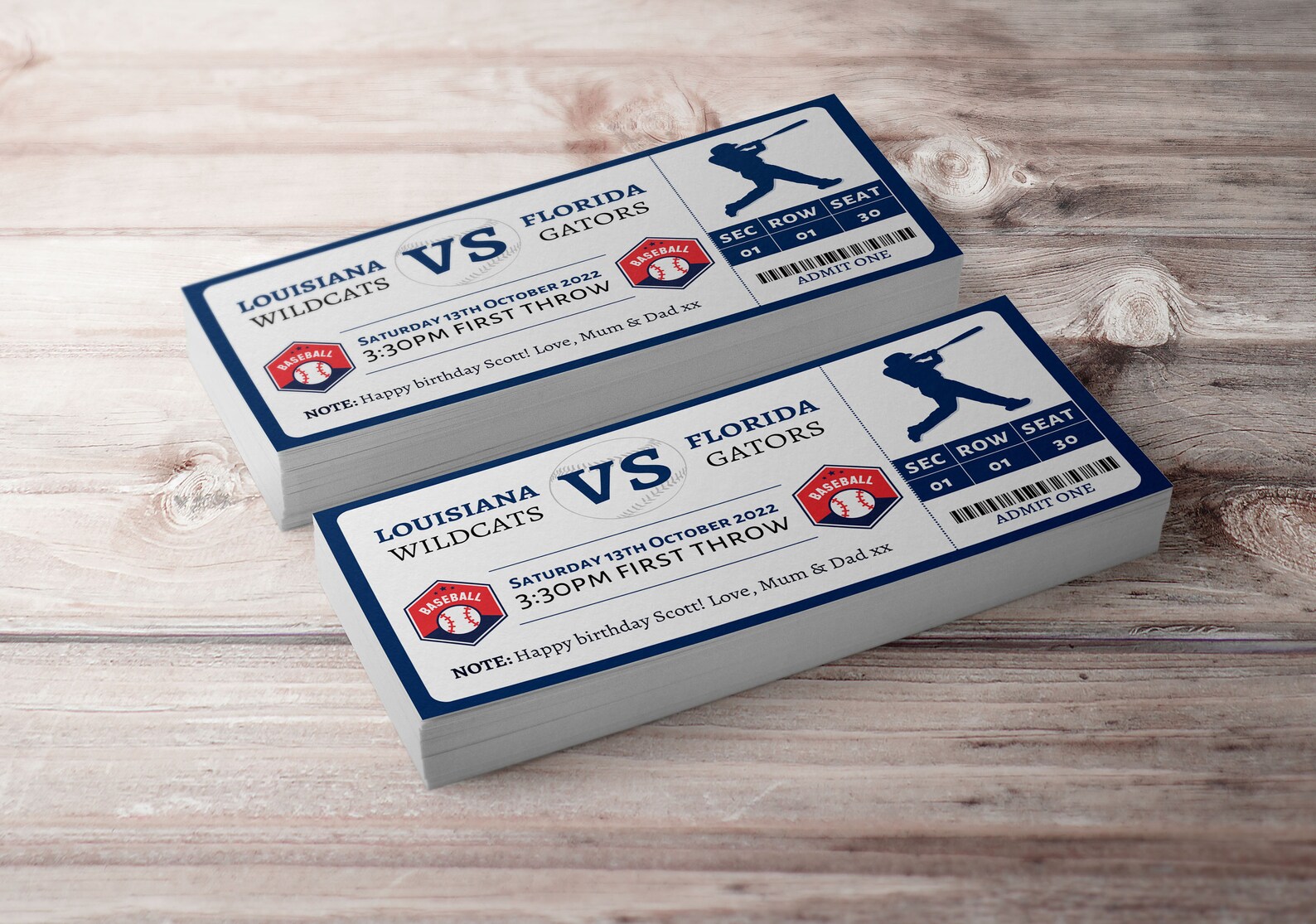 Editable Baseball Surprise Invitation Custom Ticket Voucher - Etsy