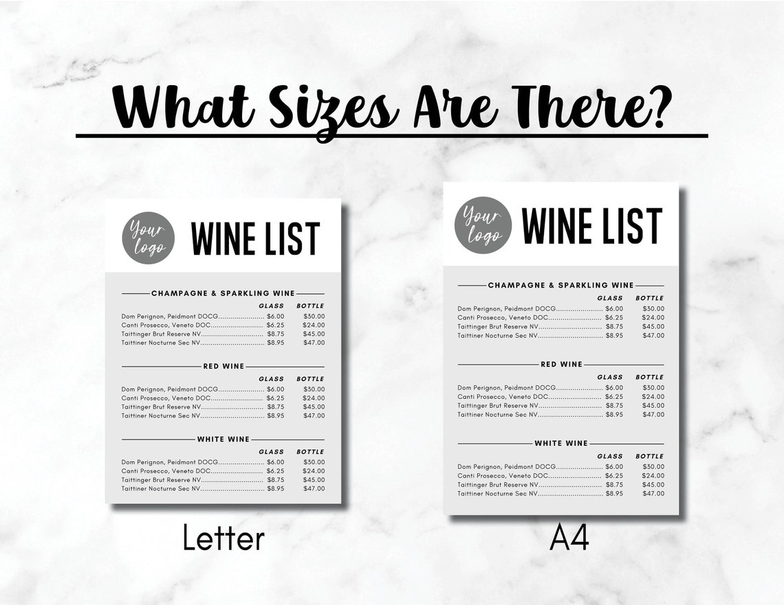 Editable Drinks Wine Bar Menu Sign Template List Business - Etsy