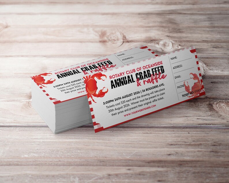Editable Crab Feed Raffle Event Ticket Template, Canva Crab Roast ...