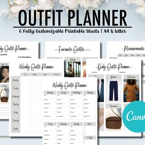 Daily Weekly Outfit Fashion Planner Printable Template, Editable ...
