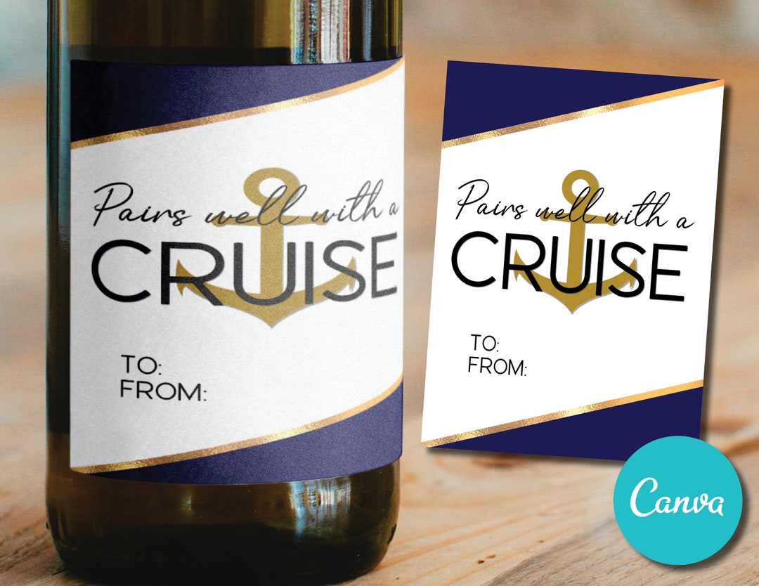 Editable Cruise Wine Label Boarding Pass, Printable Cruise Ticket Wine ...